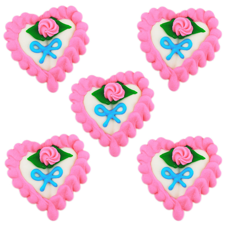 Pink Rose Vintage Valentine Icing Hearts – Layer Cake Shop